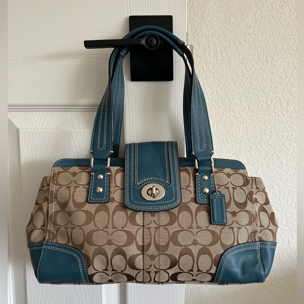 Coach Hamptons Signature Jacquard With Blue Leather S… - Gem